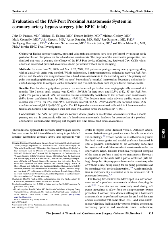 (PDF) Evaluation of the PAS-Port Proximal Anastomosis System in ...
