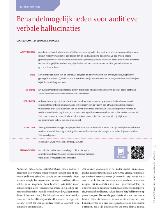 (PDF) [Treatment strategies for auditory verbal hallucinations]