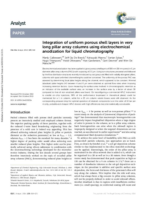 (PDF) Integration of uniform porous shell layers in very long pillar array columns using ...