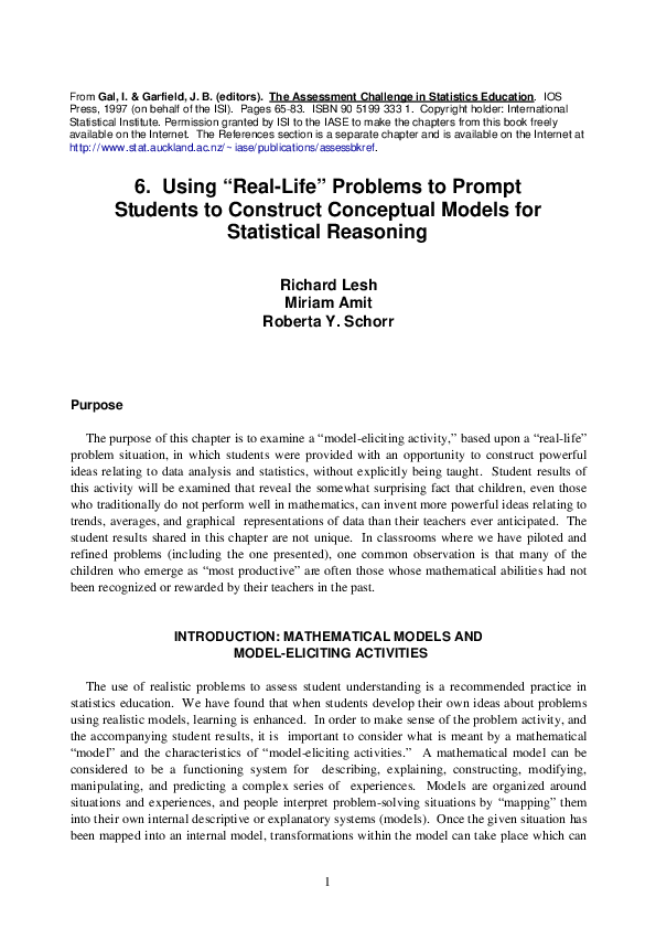(PDF) 6. Using "Real-Life" Problems to Prompt Students to Construct ...