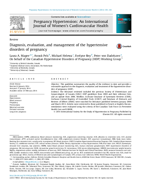 (PDF) Lam - Pregnancy Hypertens - Sogc Guidelines - 2014