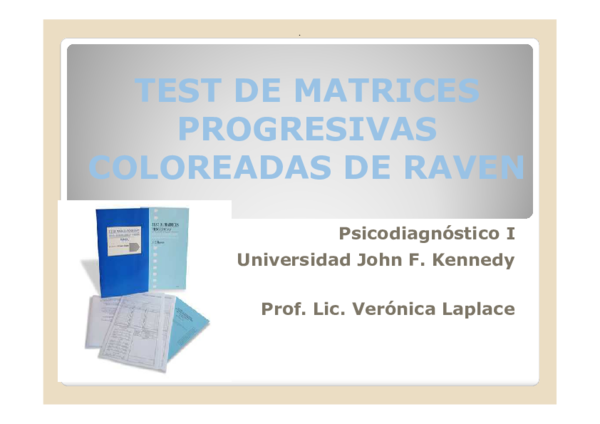 (PDF) TEST DE MATRICES PROGRESIVAS COLOREADAS DE RAVEN Psicodiagnóstico I