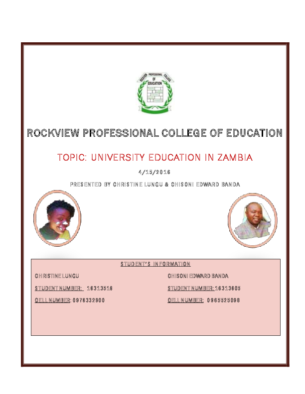 ROCKVIEW PROFESSIONAL COLLEGE OF EDUCATION