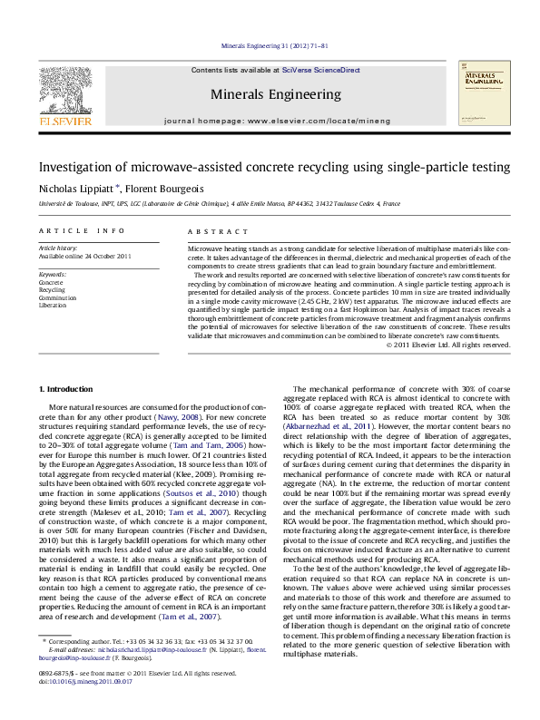 (PDF) Investigation of microwave-assisted concrete recycling using ...
