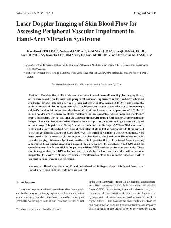(PDF) Laser Doppler Imaging of Skin Blood Flow for Assessing Peripheral ...