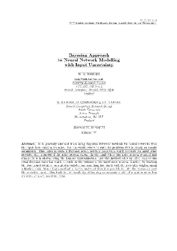 (PDF) Neural network modelling with input uncertainty: Theory and application
