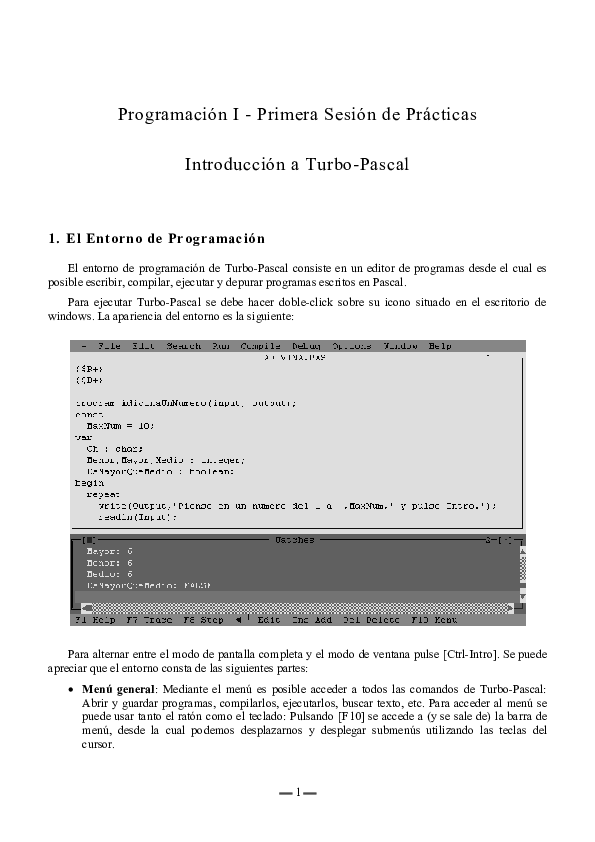 (PDF) Programación I -Primera Sesión de Prácticas Introducción a Turbo ...