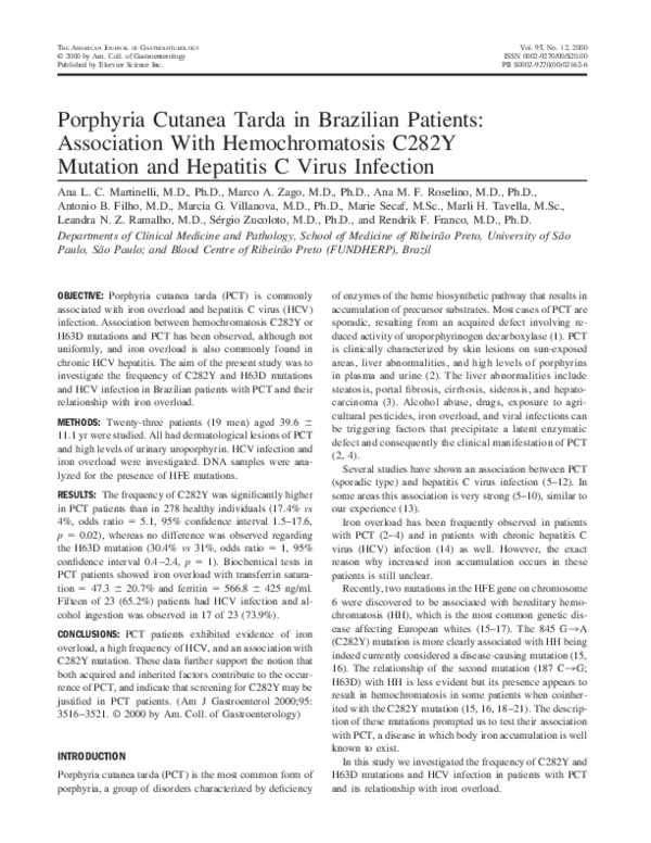 (PDF) Prevalence of hepatitis C virus infection in porphyria cutanea ...