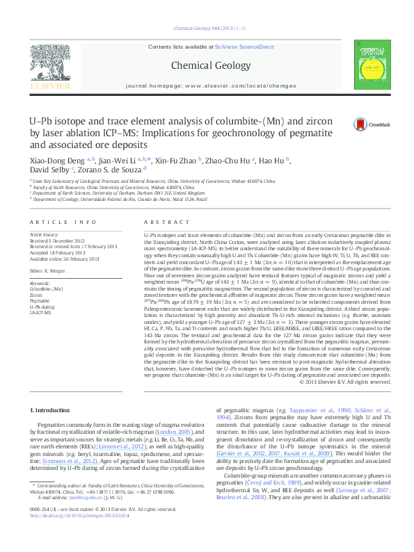 (PDF) U–Pb isotope and trace element analysis of columbite-(Mn) and zircon by laser ablation ICP ...