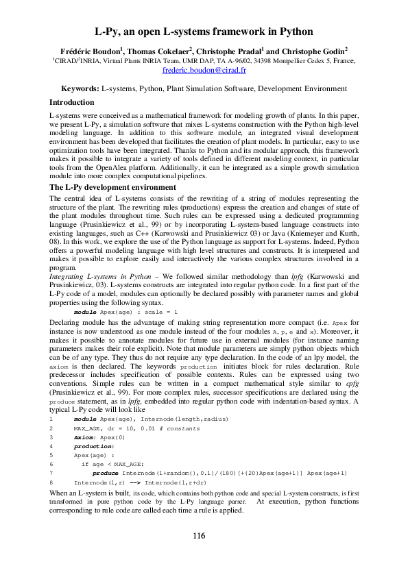 (PDF) L-py, an open l-systems framework in python