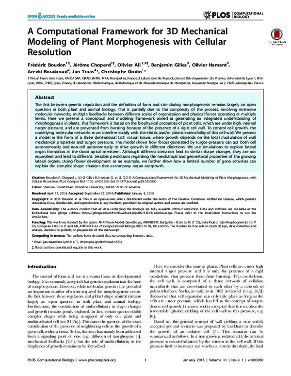(PDF) A computational framework for 3D mechanical modeling of plant morphogenesis with cellular ...