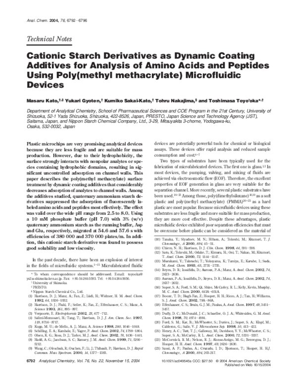 (PDF) Cationic Starch Derivatives as Dynamic Coating Additives for ...