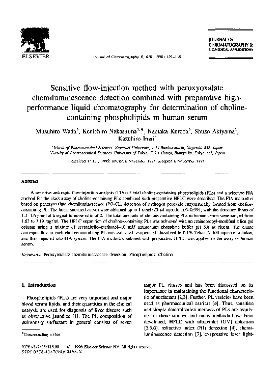 Pdf Sensitive Flow Injection Method With Peroxyoxalate Chemiluminescence Detection Combined