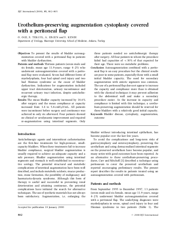 (PDF) Urothelium-preserving augmentation cystoplasty covered with a ...