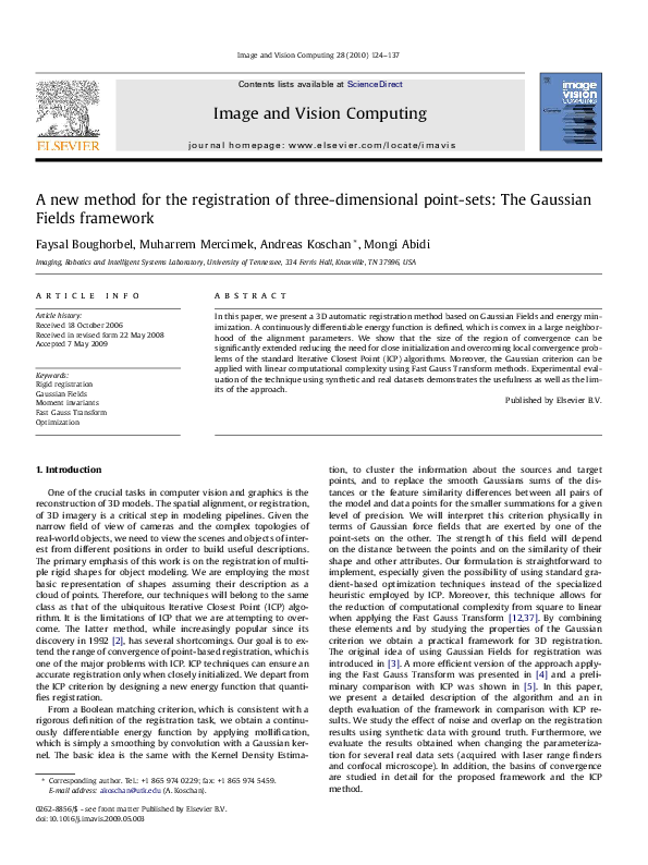 Pdf A New Method For The Registration Of Three Dimensional Point Sets The Gaussian Fields