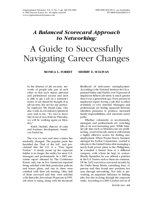 (PDF) A Balanced Scorecard Approach to Networking: A Guide to ...