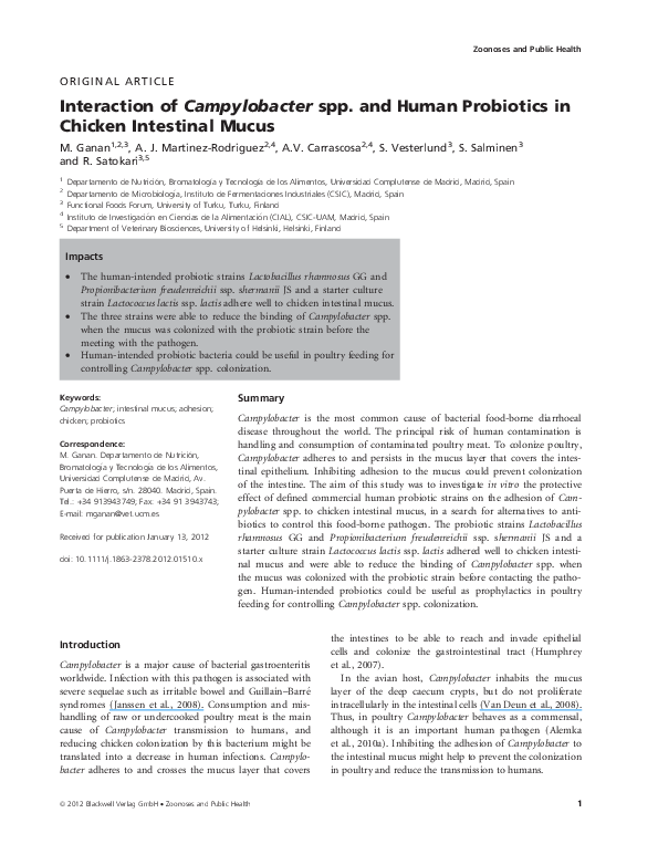 (PDF) Interaction of Campylobacter spp. and Human Probiotics in Chicken ...