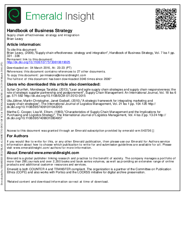 (PDF) Handbook of Business Strategy Article information