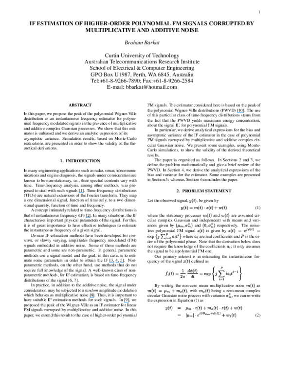 (PDF) If estimation of higher-order polynomial fm signals corrupted by multiplicative and ...