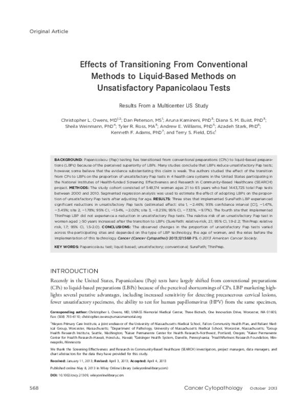 (PDF) Effects of transitioning from conventional methods to liquid ...