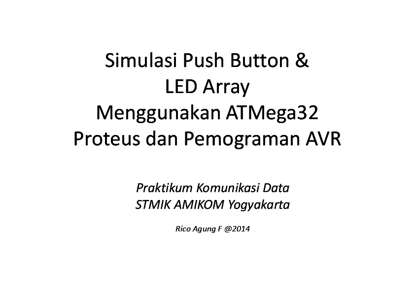 Pdf Simulasi Running Led Menggunakan Atmega32 Proteus Dan Pemograman Avr
