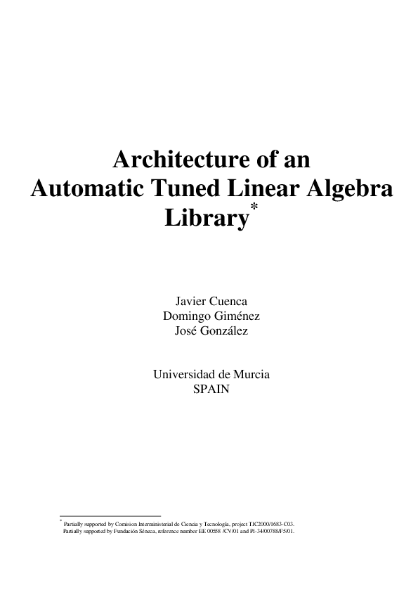 (PDF) Architecture of an automatically tuned linear algebra library