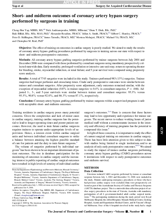 (PDF) Short- and midterm outcomes of coronary artery bypass surgery ...