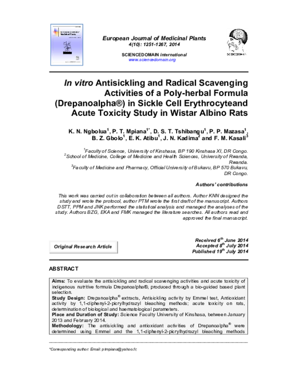 (PDF) In vitro Antisickling and Radical Scavenging Activities of a Poly-herbal Formula ...