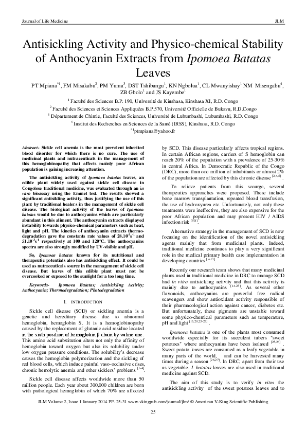 (PDF) Antisickling Activity and Physico-chemical Stability of Anthocyanin Extracts from Ipomoea ...