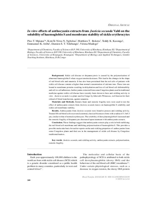 (PDF) In vitro effects of anthocyanin extracts from Justicia secunda ...