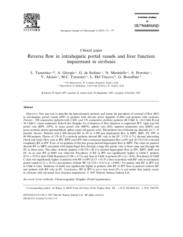 (PDF) Reverse flow in intrahepatic portal vessels and liver function ...