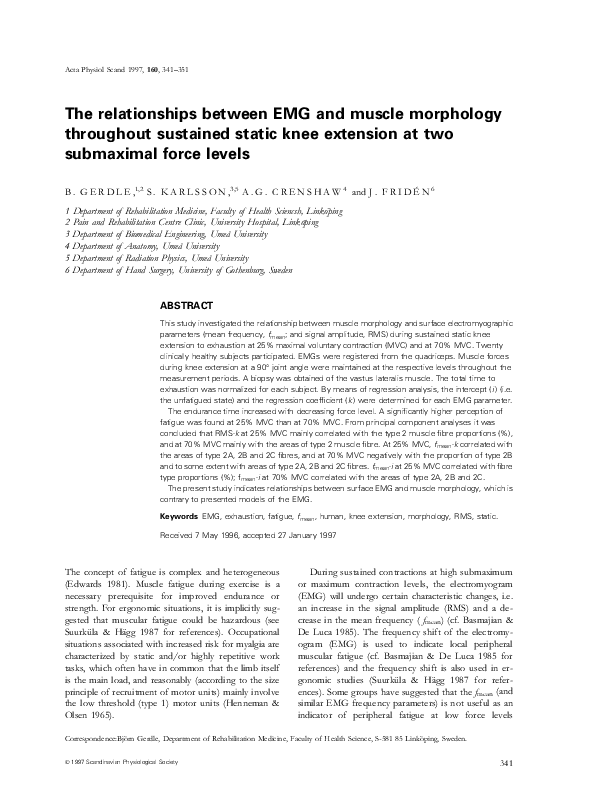 (PDF) The relationships between EMG and muscle morphology throughout ...
