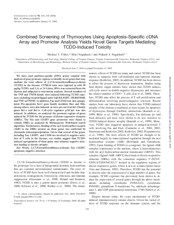 (PDF) Combined screening of thymocytes using apoptosis-specific cDNA ...