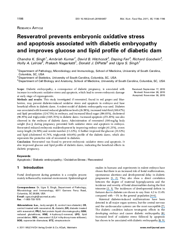 (PDF) Resveratrol prevents embryonic oxidative stress and apoptosis ...