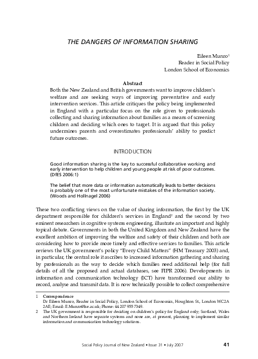 (PDF) The dangers of information sharing