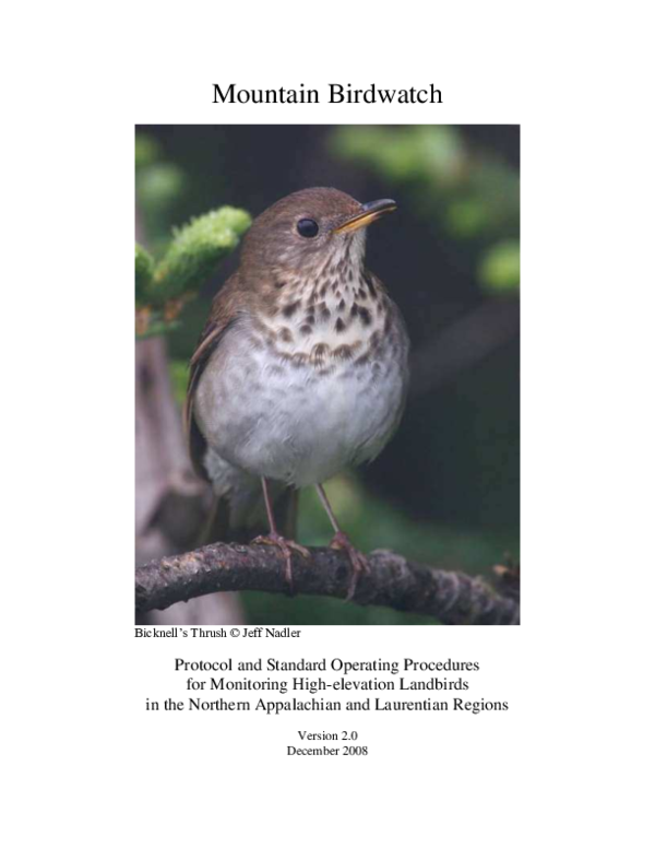 (PDF) Mountain birdwatch: developing a coordinated monitoring program ...