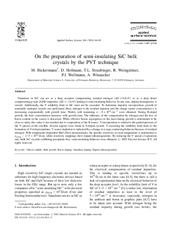 (PDF) On the preparation of semi-insulating SiC bulk crystals by the ...