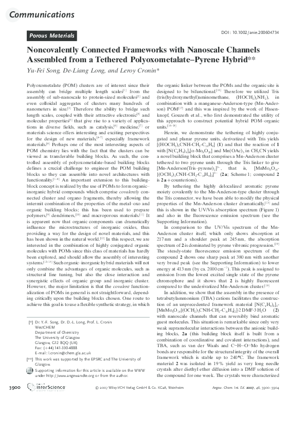 (PDF) Noncovalently connected frameworks with nanoscale channels ...