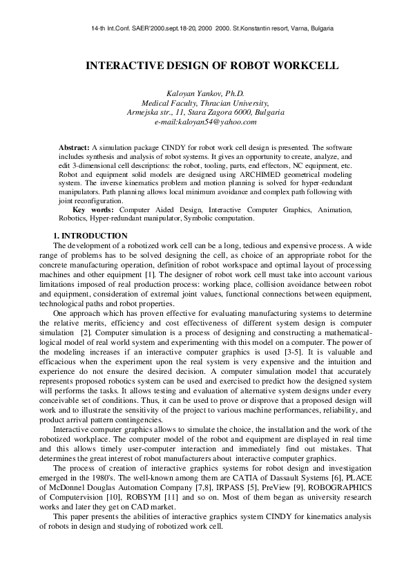 (PDF) Interactive Design of Robot Workcell | Kaloyan Yankov - Academia.edu