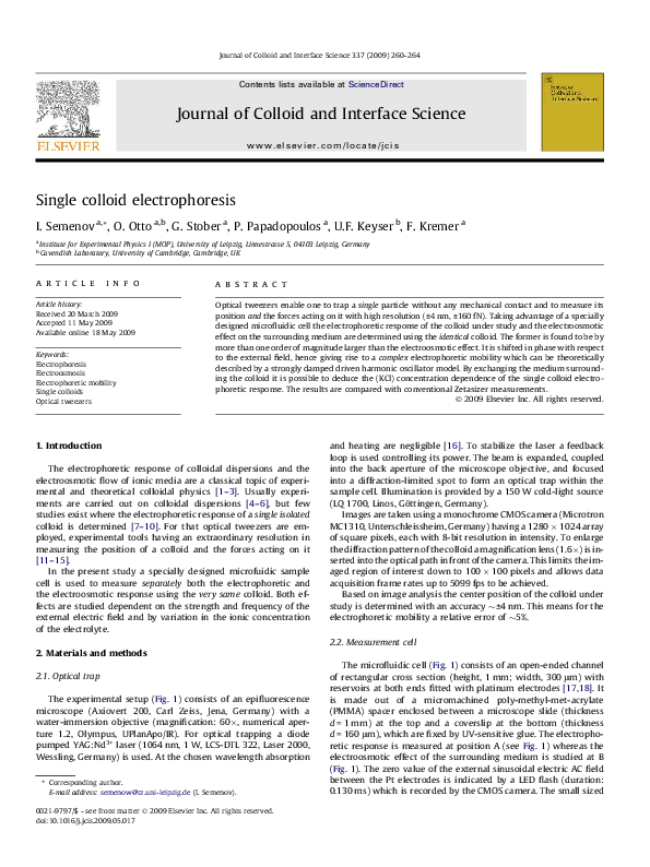 (PDF) Single colloid electrophoresis