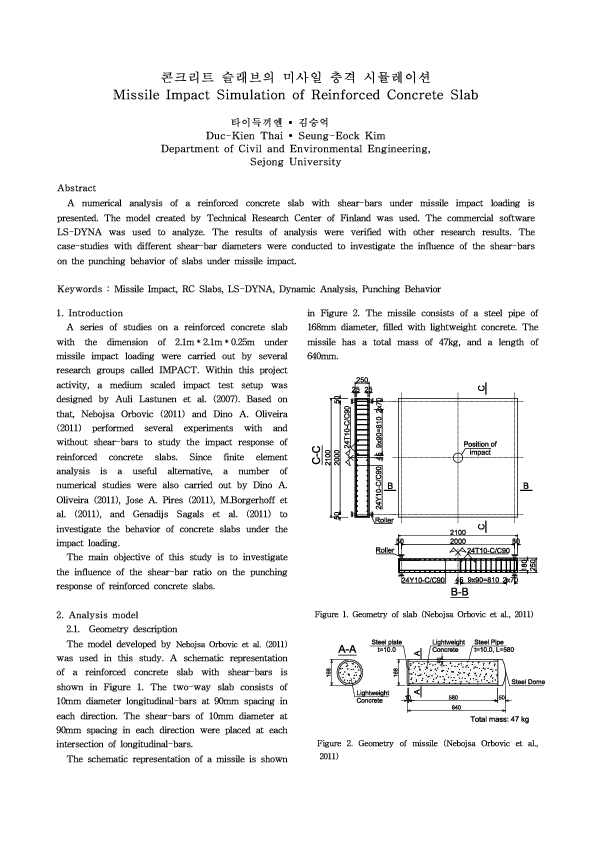 Pdf Missile Impact Simulation Of Reinforced Concrete Slab