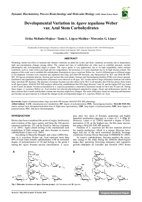 (PDF) Developmental Variation in Agave tequilana Weber var. Azul Stem ...