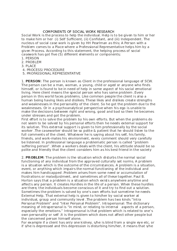 (DOC) Components of Social Casework by Imran Ahmad Sajid