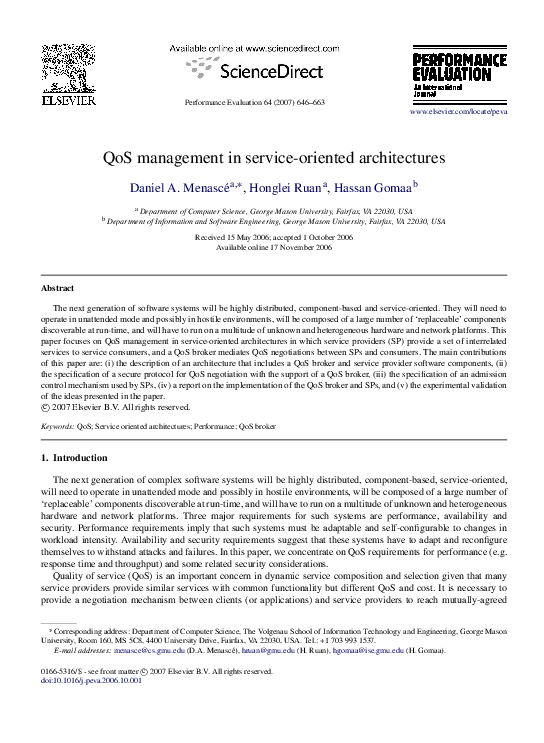 (PDF) QoS management in service-oriented architectures
