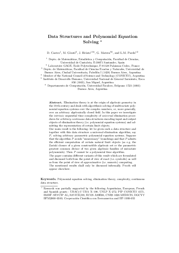 (PDF) Data Structures and Polynomial Equation Solving
