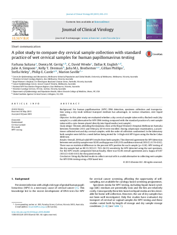 (PDF) A pilot study to compare dry cervical sample collection with ...