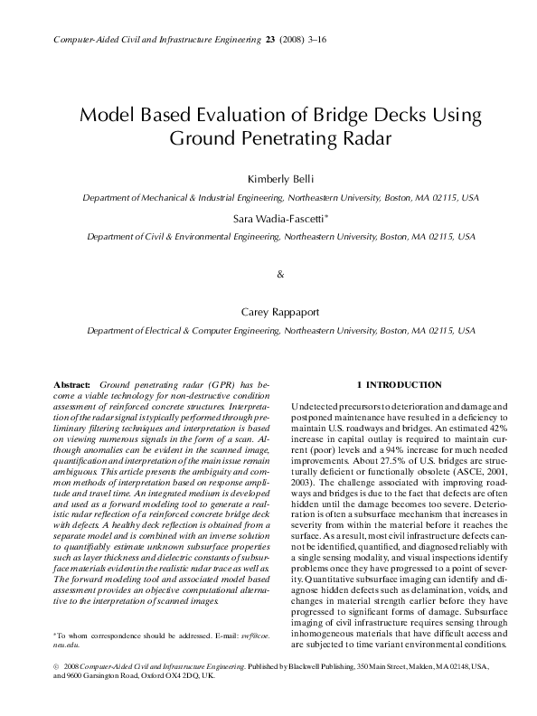 (PDF) Model Based Evaluation of Bridge Decks Using Ground Penetrating Radar