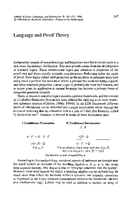 (PDF) Language and proof theory
