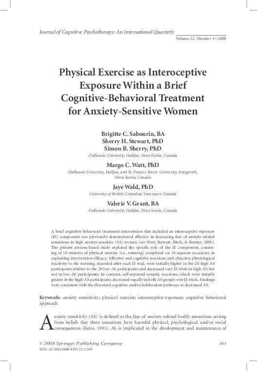 (PDF) Physical Exercise as Interoceptive Exposure Within a Brief ...
