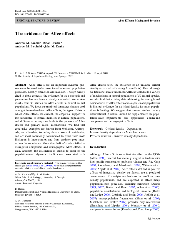 (PDF) The evidence for Allee effects